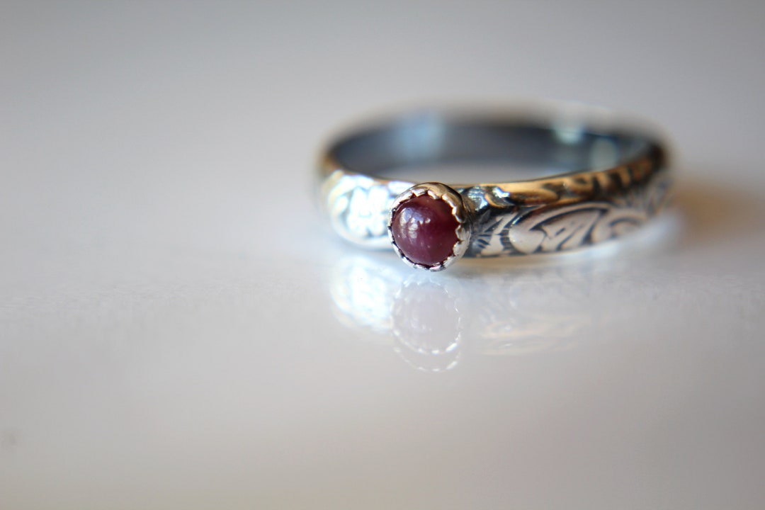 Floral Ruby Ring, Sterling Silver Ruby Ring, Natural Ruby Ring, Ruby ...