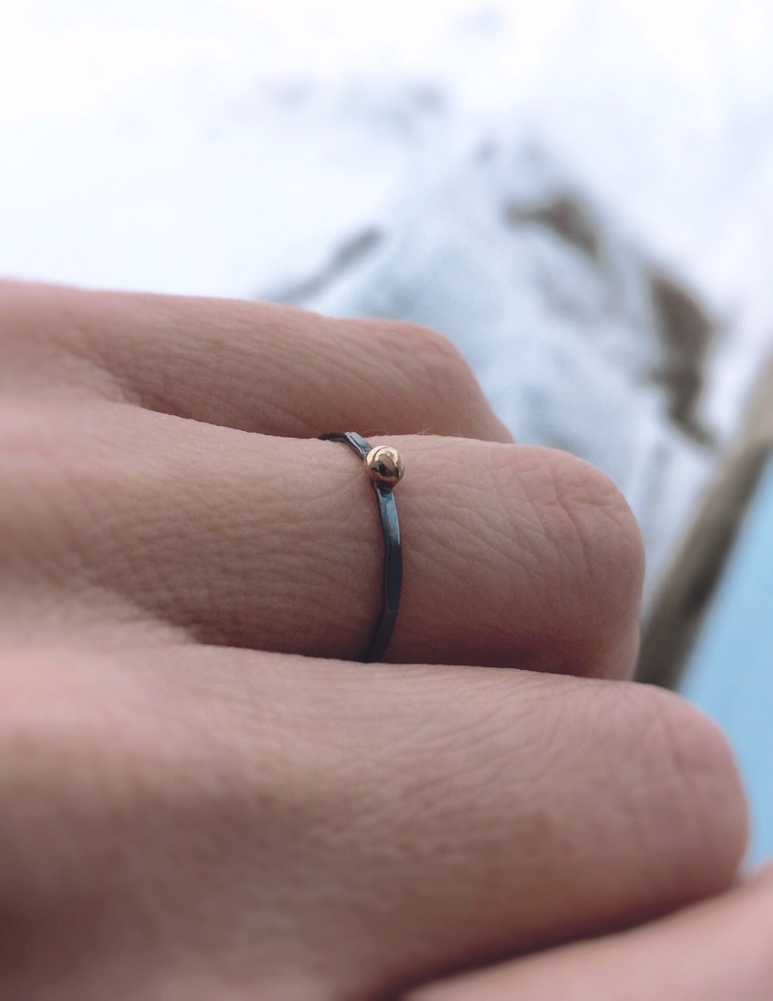 14k Gold Pebble Ring Yellow Gold and Silvertextured - Etsy
