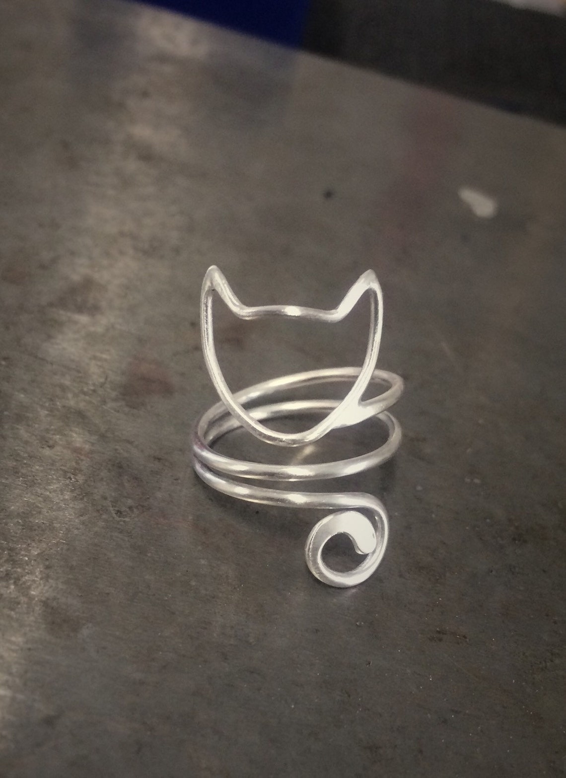 Cat Ring Sterling Cat Ring Cat Lady Ring Cat Jewelry | Etsy