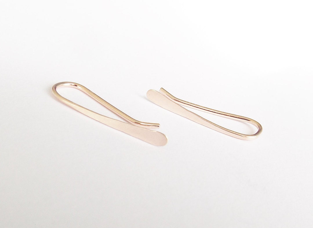 Rose Gold Pin Earrings,tiny Bar Ear Cuffs,hammered Wire Ear Wraps,bar ...