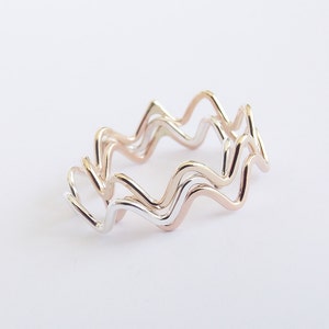 Stackable Zig Zag, Zig Zag Ring, Stackable Wave Ring , Zig Zag Jewelry, Wave Ring, Modern Design ...