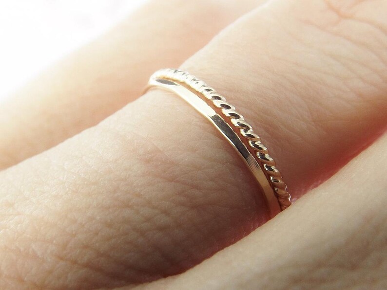 Simple Gold Stacking Setmixed Metals Ring Settextured - Etsy
