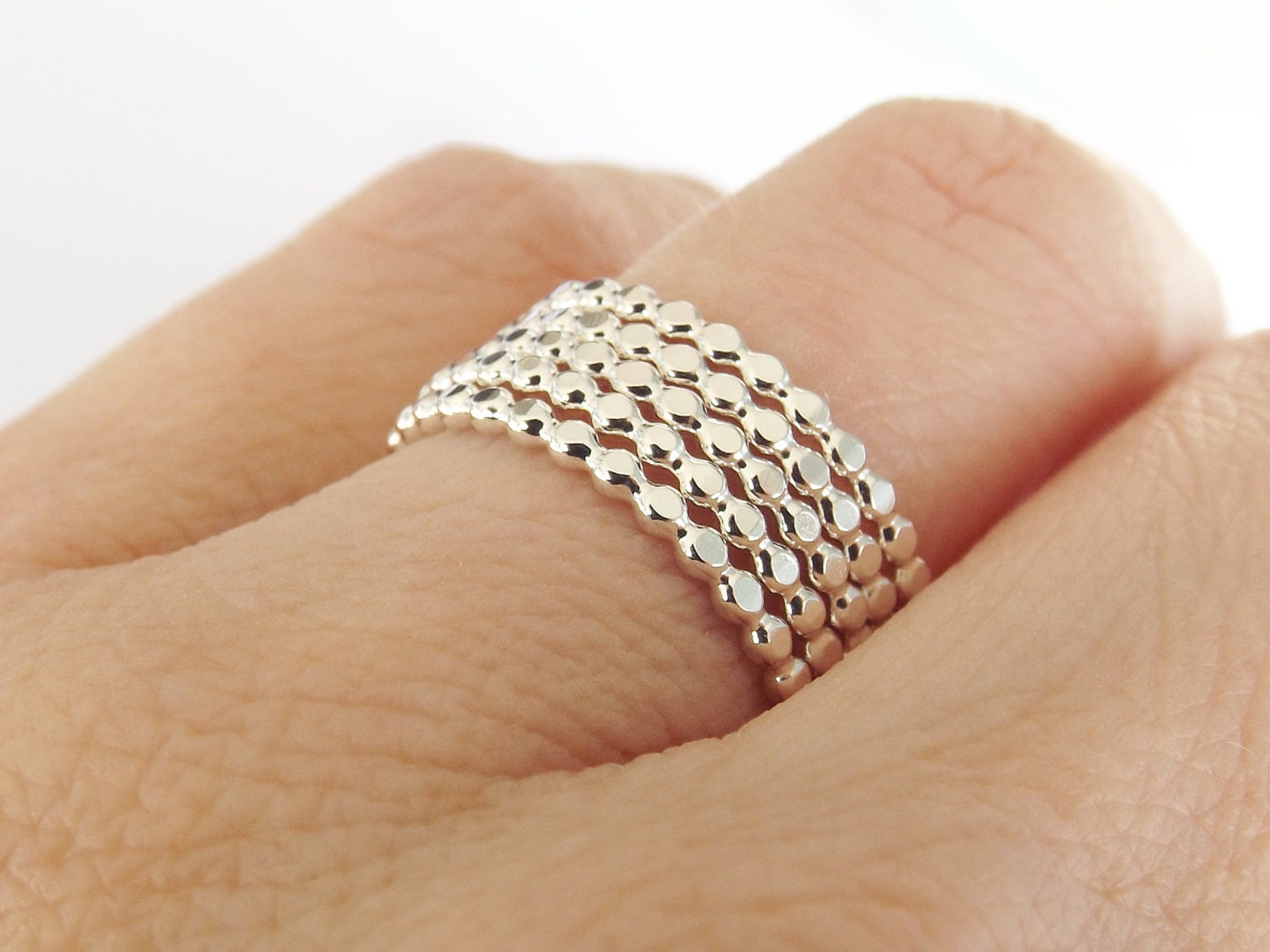 Drop Bead Ring Set Beaded Ring Set 5 Dots/bubble/beaded | Etsy