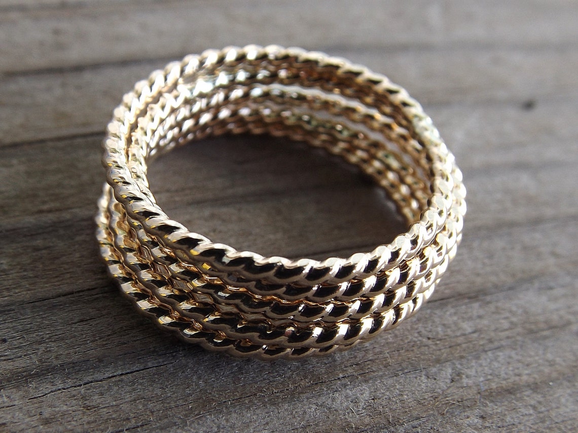 Gold Rope Ring Stackable Ring Twisted Ring Rope Band - Etsy