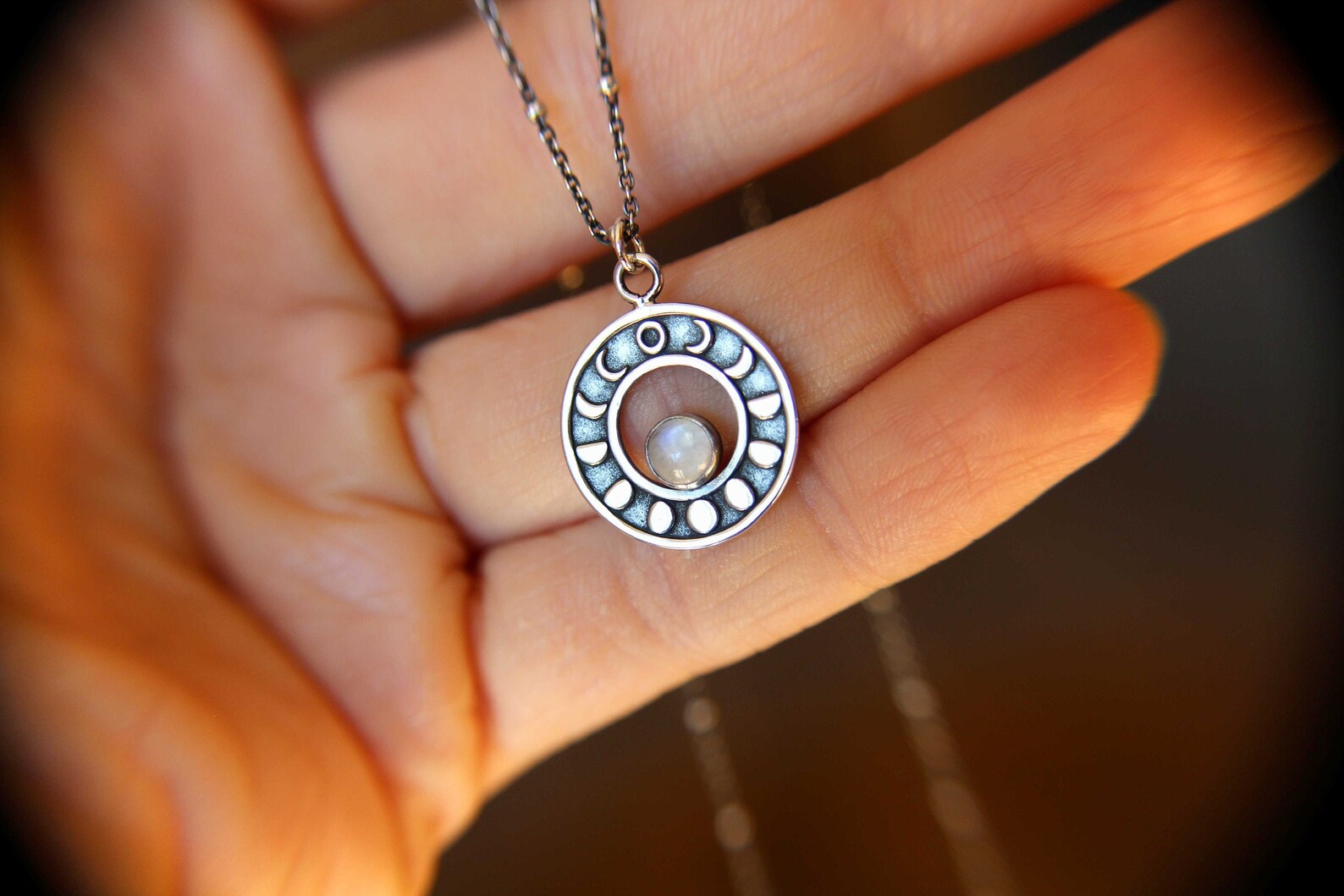 Moon Phases Necklace Sterling Silver Moon Necklace Lunar - Etsy