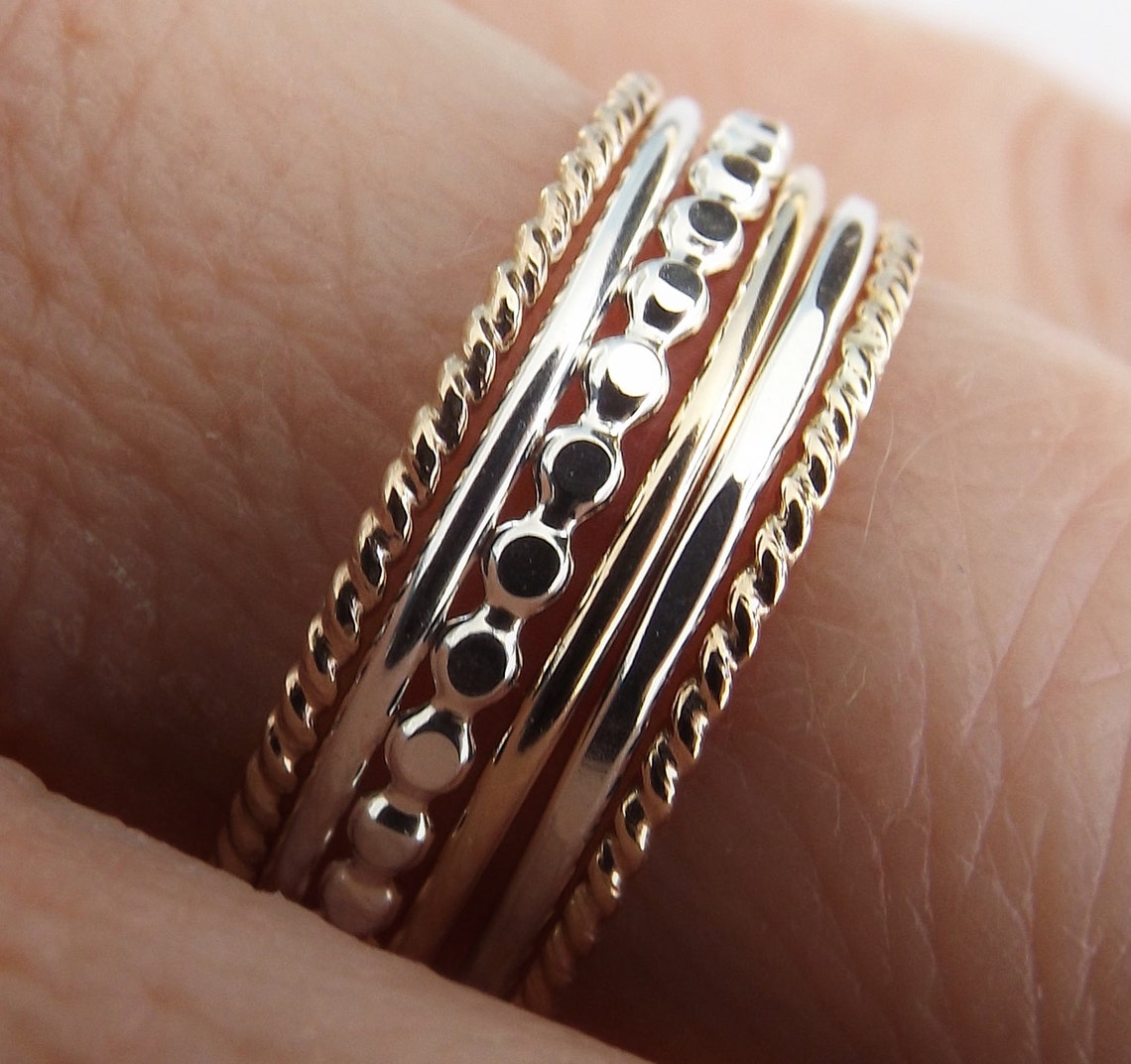 Silver and Gold Stacking Set6 Ring Setstacking - Etsy