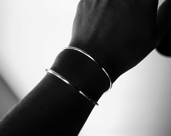 Simple Double Cuff Bracelet, Open Cuff Bracelet, Cuff Bracelet, Silver ...