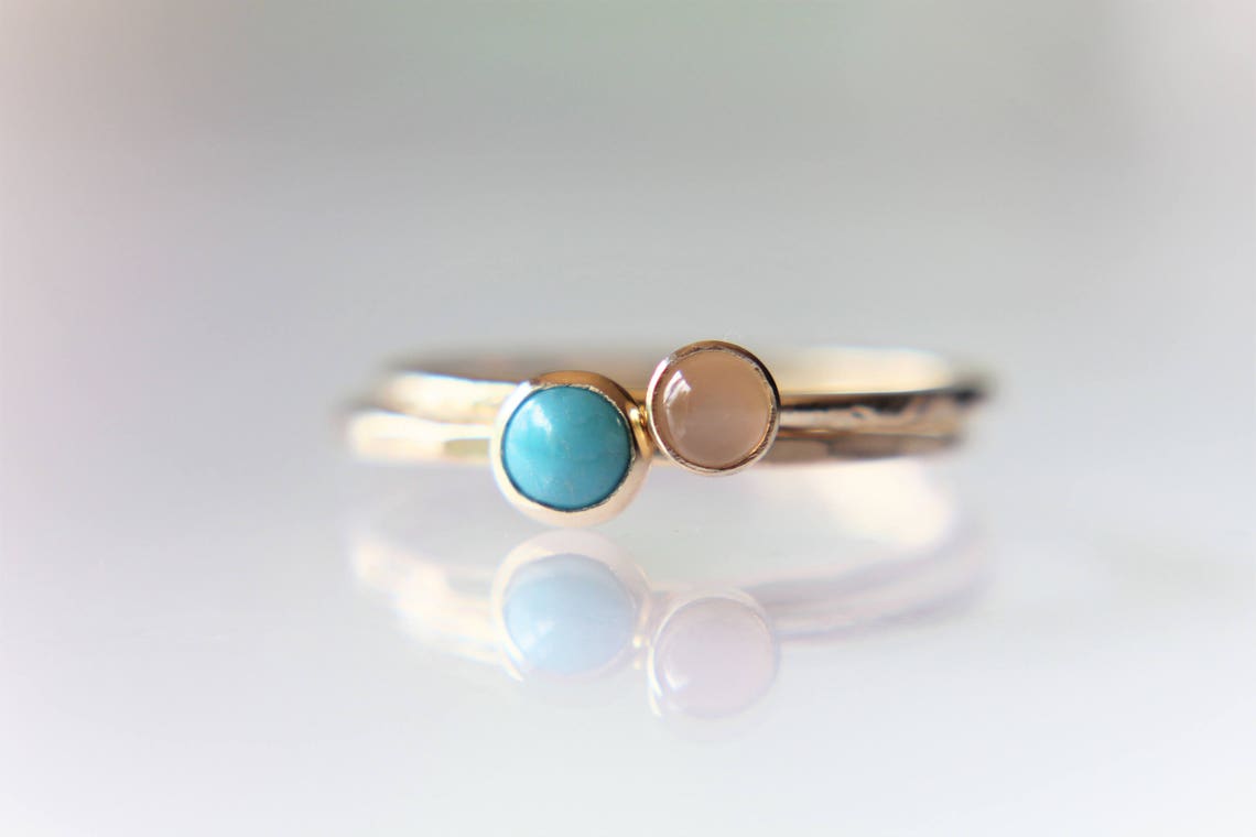 Turquoise Stacking Ring Set Turquoise Ring Natural Gemstone - Etsy