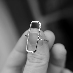 Rectangle Ring, Open Rectangle Ring, Long Modern Ring, Simple Open Ring ...