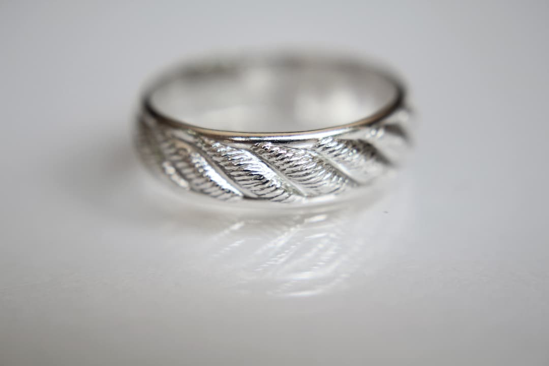 Rope Pattern Band, Unique Band, Wide Band Ring, Wide Rope Silver Ring ...