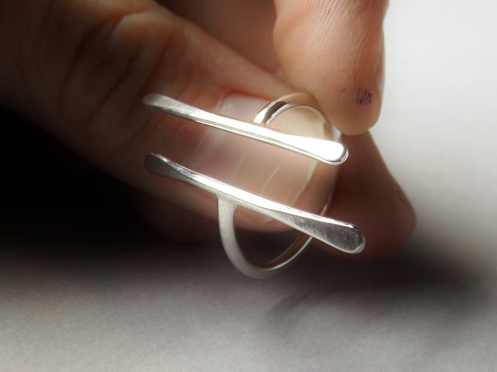 Double Bar Ring Long Parallel Bar Ring Parallel Ring Long - Etsy