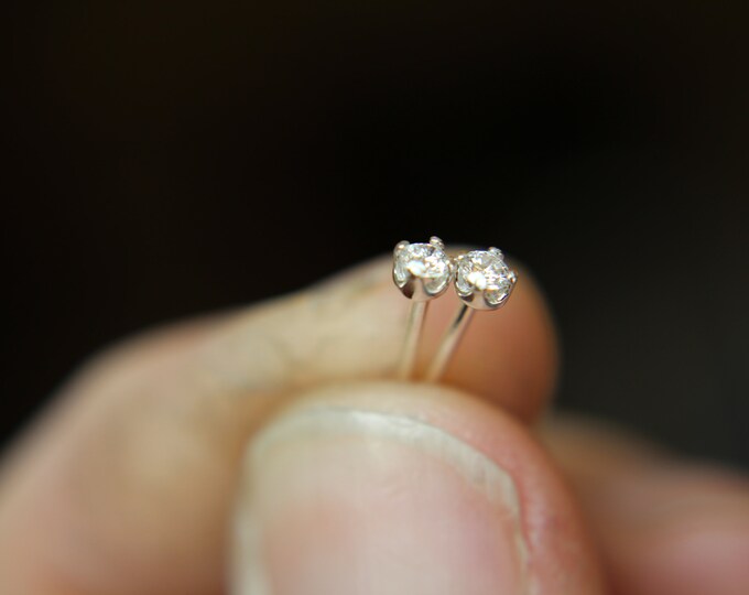 2mm Diamond Earrings, Diamond Earrings, Tiny Diamond Earrings, Diamond Earrings, Modern Chic ...