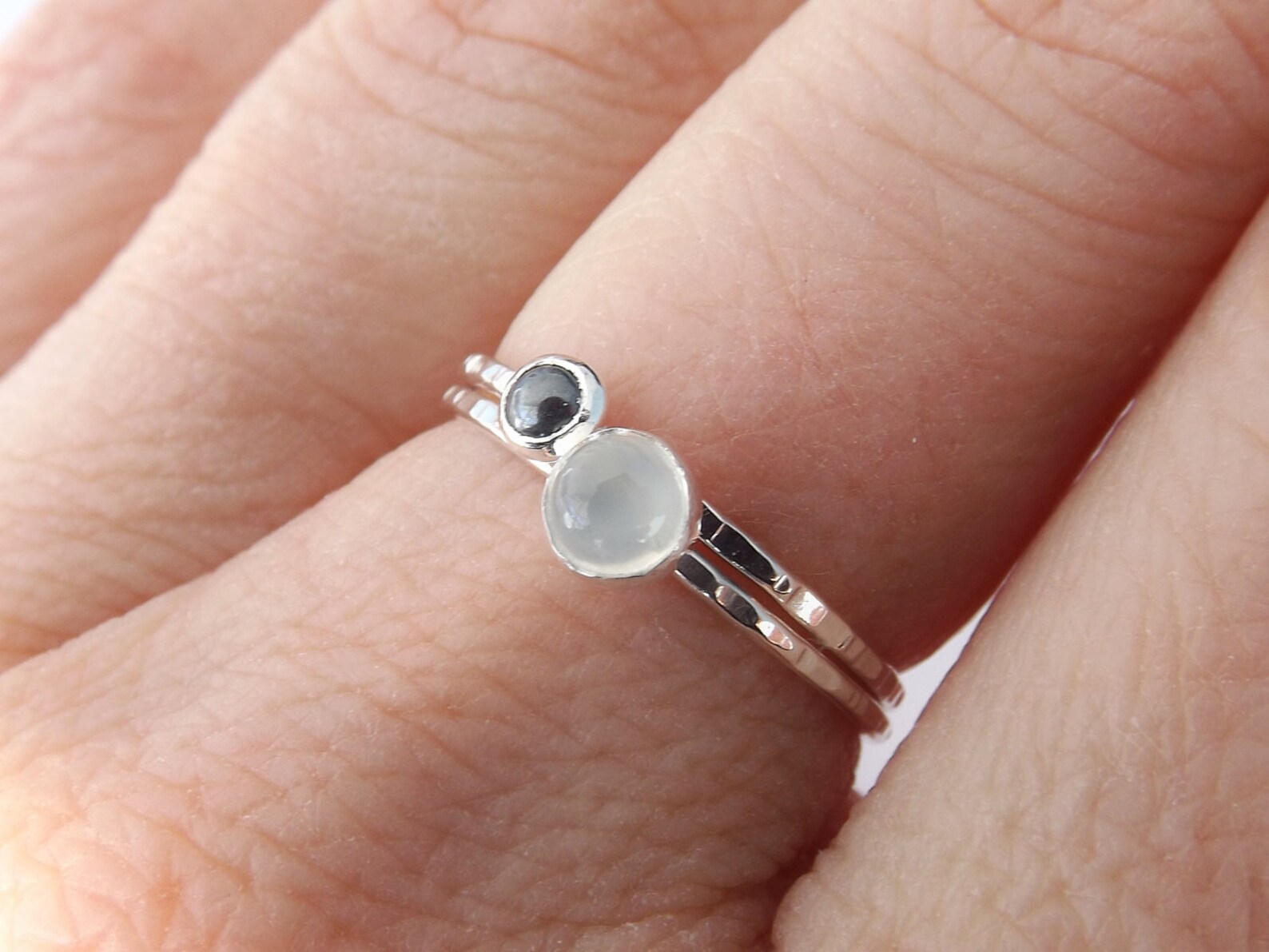 Slim Textured Gemstone Stacking Ring Slim Rings Stacking | Etsy