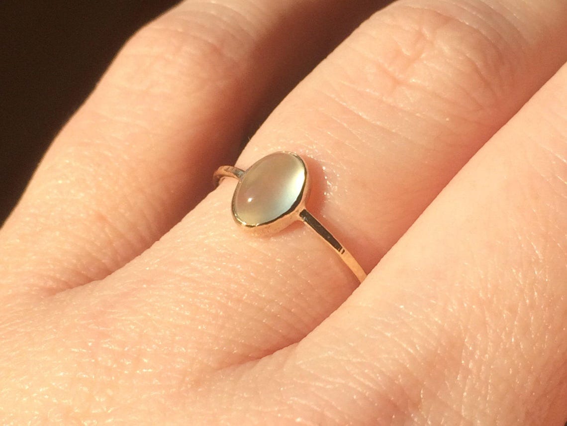 Prehnite Ring Gold Prehnite Ring Green Gemstone Ring Simple | Etsy