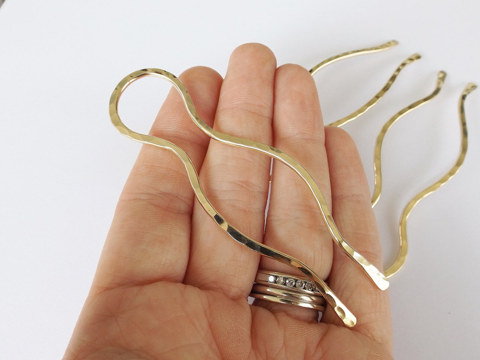 Brass Hair Pin Set3 Hammered Hair Pinsclassic Hair - Etsy