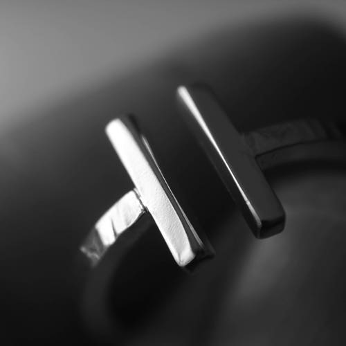 Tiny Parallel Bars Sterling Silver Ring Modern Minimalist | Etsy