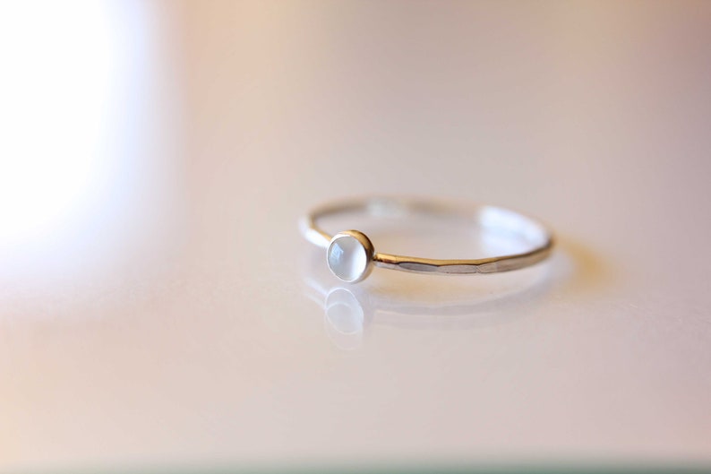 Tiny Moonstone Ring Sterling Silver Moonstone Ring Dainty - Etsy