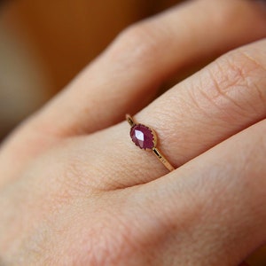 Ruby Ring, Oval Ruby, Stacking Ring, 14k Gold Ruby Ring, Natural Ruby, Genuine Ruby Ring, Simple ...