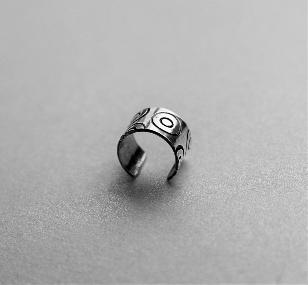 Simple Circles Sterling Slim Upper Ear Cuff, Hammered Ear Cuff ...