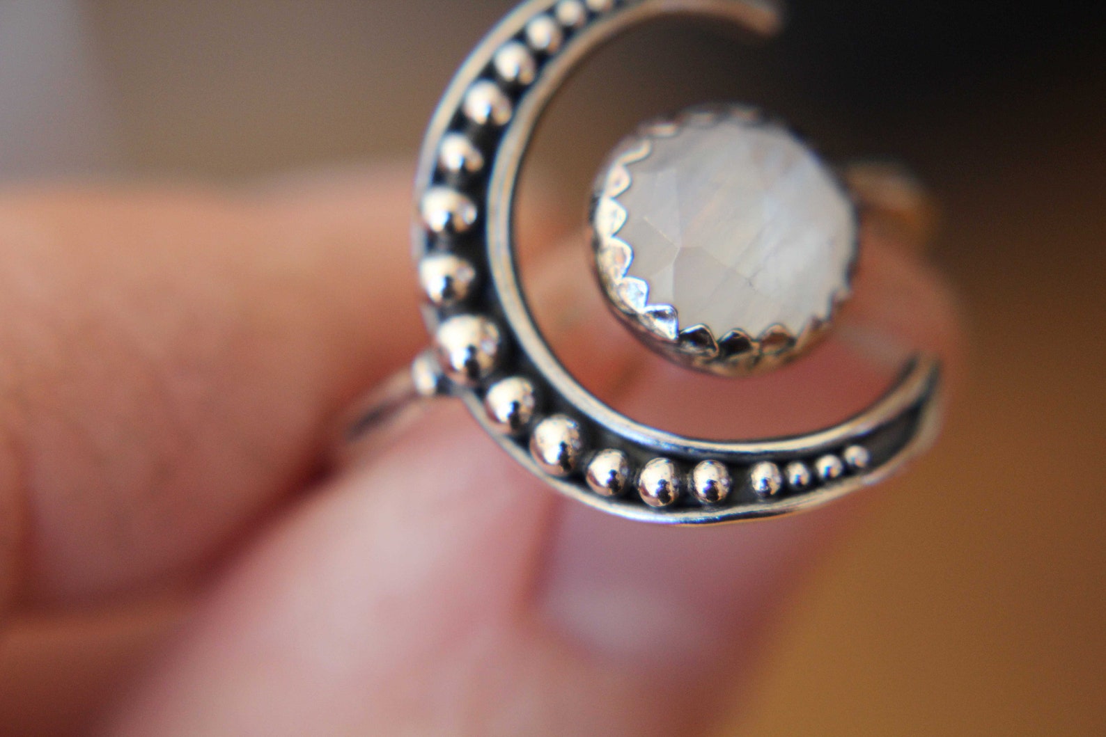 Moon Ring Moonstone Ring Crescent Moon Ring Faceted - Etsy