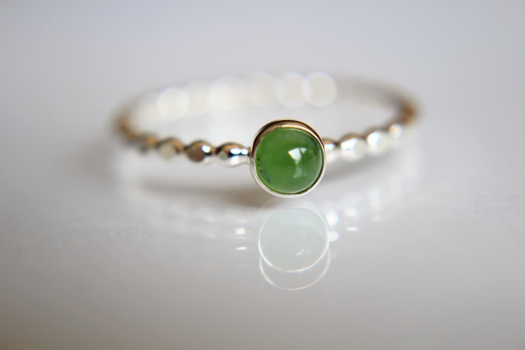 Beaded Jade Ring, Gemstone Ring, Green Jade Ring, Green, Modern, Simple ...