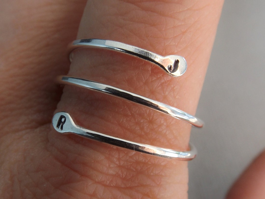 Coil Design Initial Ring, Personalized Ring, Organic Ring, Initial Ring ...
