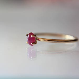 Ruby Ring, Oval Ruby, Stacking Ring, 14k Gold Ruby Ring, Natural Ruby, Genuine Ruby Ring, Simple ...