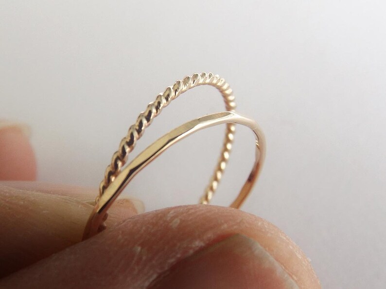 Simple Gold Stacking Setmixed Metals Ring Settextured - Etsy