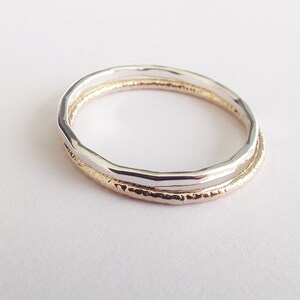Simple Stacking Set,mixed Metals Ring Set,textured Rings,faceted Ring ...