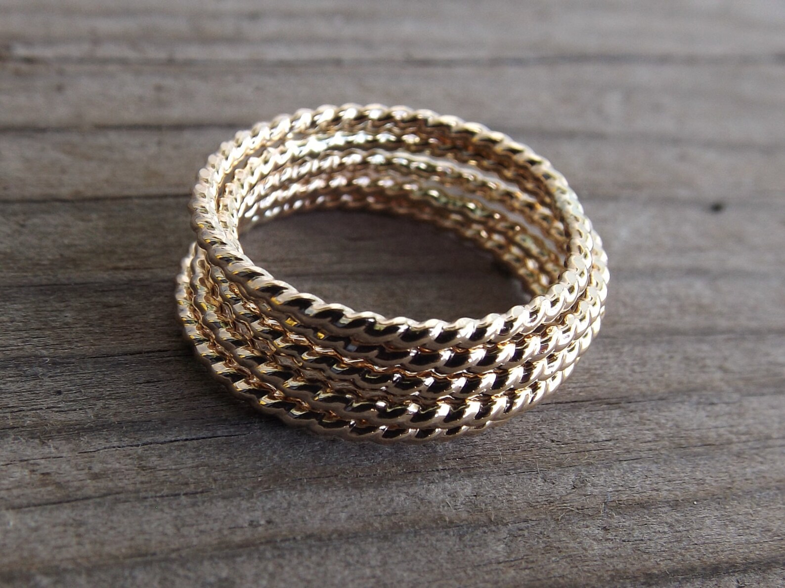 Gold Rope Ring Stackable Ring Twisted Ring Rope Band | Etsy