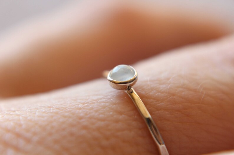 Tiny Moonstone Ring Sterling Silver Moonstone Ring Dainty - Etsy