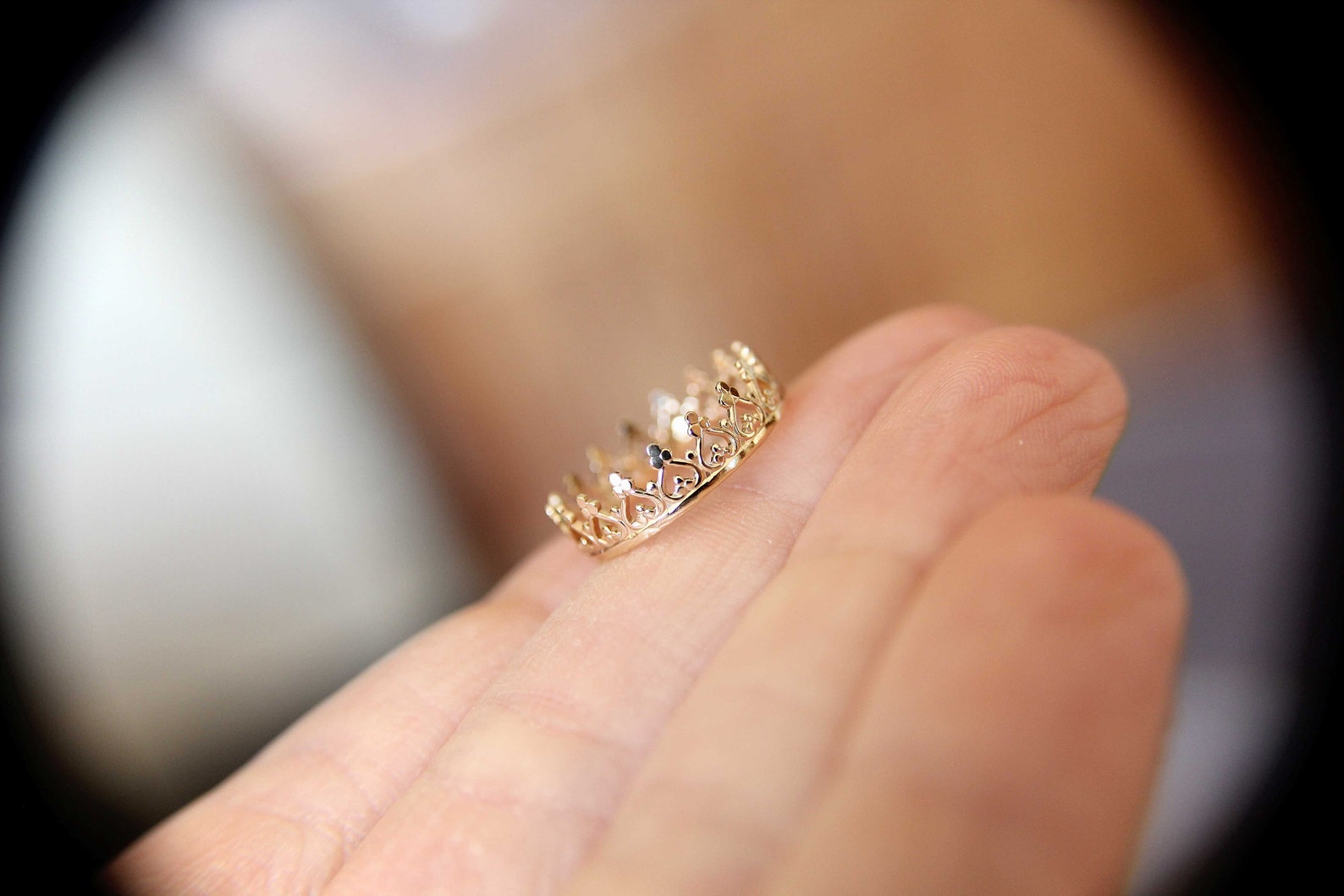 14k Solid Gold Crown Ring. Wedding Band. Engagement Ring - Etsy