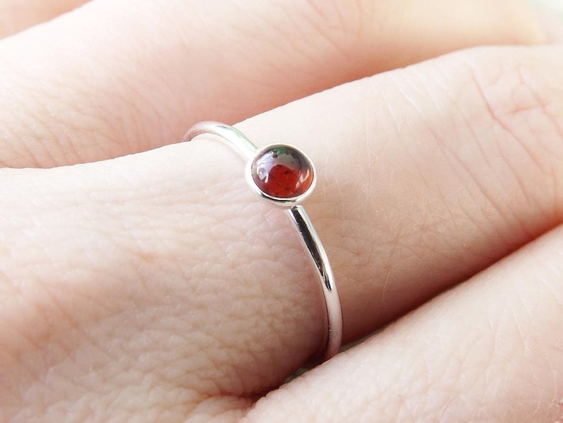 Garnet Stacking Ring Garnet Ring Natural Gemstone Ring - Etsy
