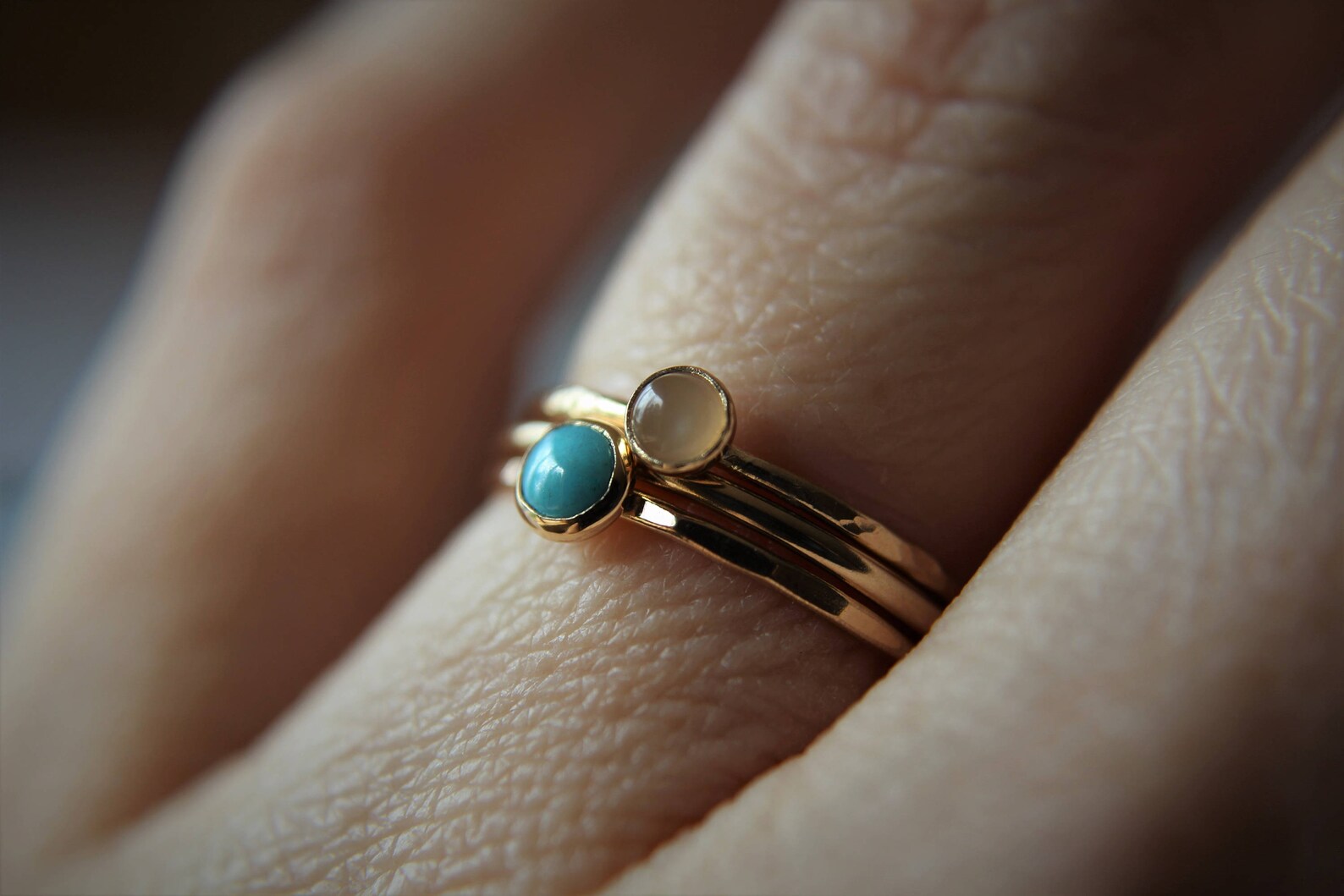 Turquoise Stacking Ring Set Turquoise Ring Natural Gemstone - Etsy