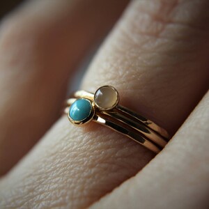 Turquoise Stacking Ring Set, Turquoise Ring, Natural Gemstone Ring ...