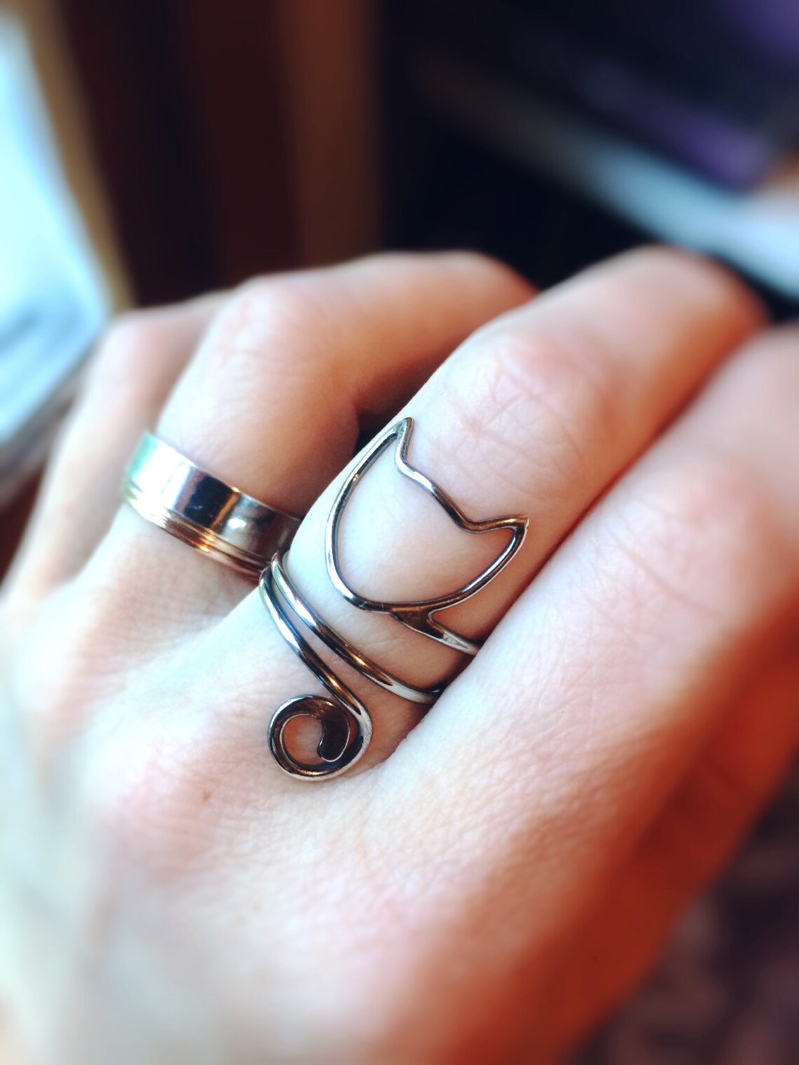 Cat Ring Sterling Cat Ring Cat Lady Ring Cat Jewelry | Etsy