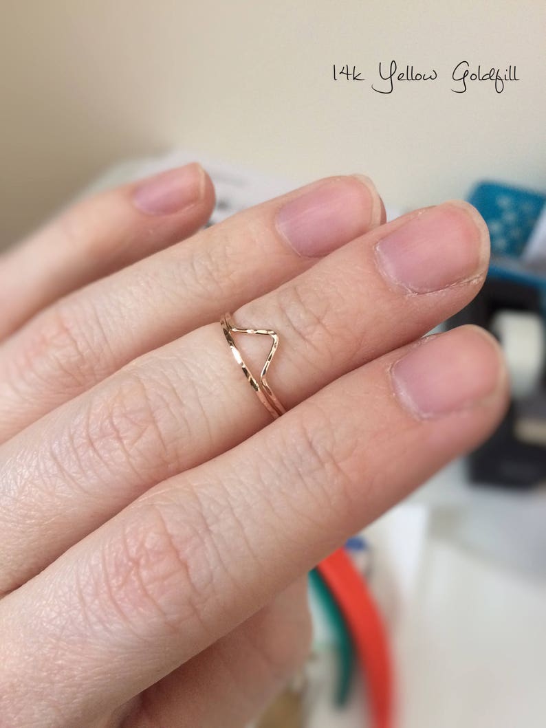 Skinny Gold Chevron Knuckle Ring Set Chevron Rings above | Etsy