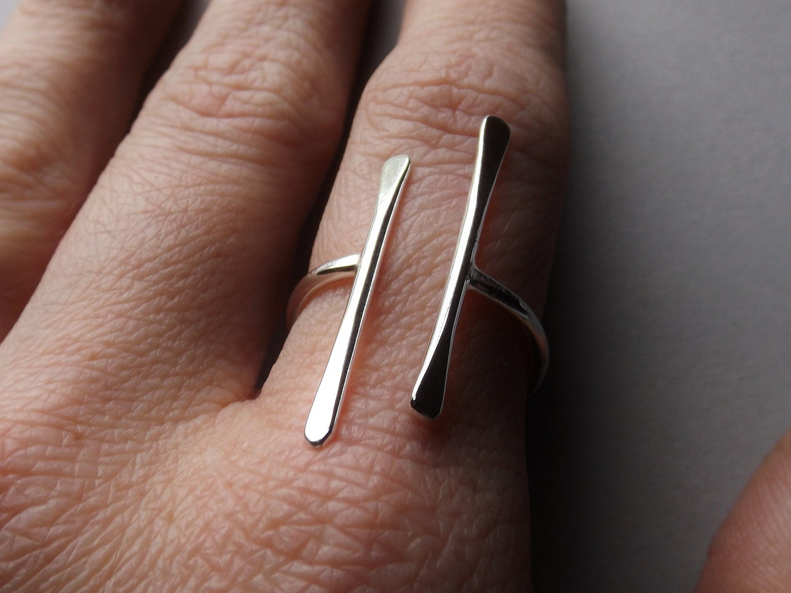 Double Bar Ring Long Parallel Bar Ring Parallel Ring Long - Etsy