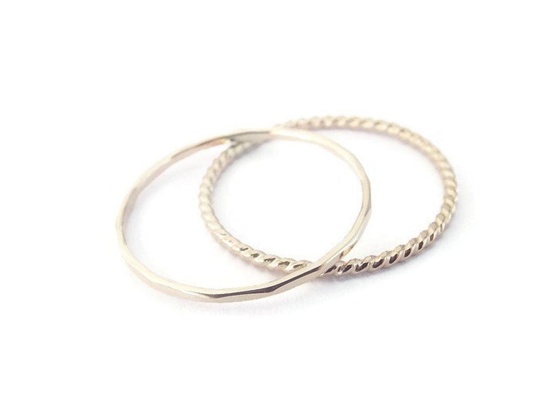 Simple Gold Stacking Setmixed Metals Ring Settextured - Etsy