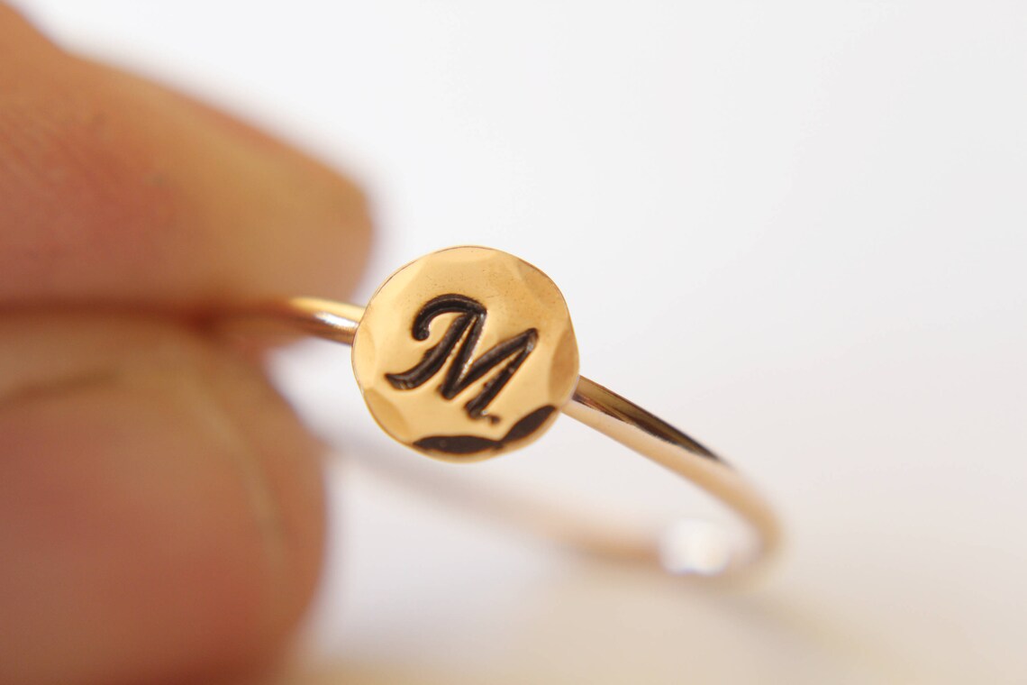 Rose Gold Initial Ring Letter Ring Alphabet Ring Initial | Etsy