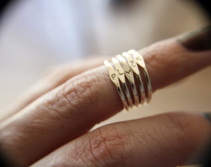 Silver Initial Stacking Ring, Personalized Rings, Minimalist Rings ...