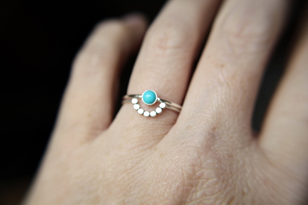 Turquoise Stacking Ring Set, Arch Ring Set, Natural Gemstone Ring, Turquoise, Turquoise Jewelry ...