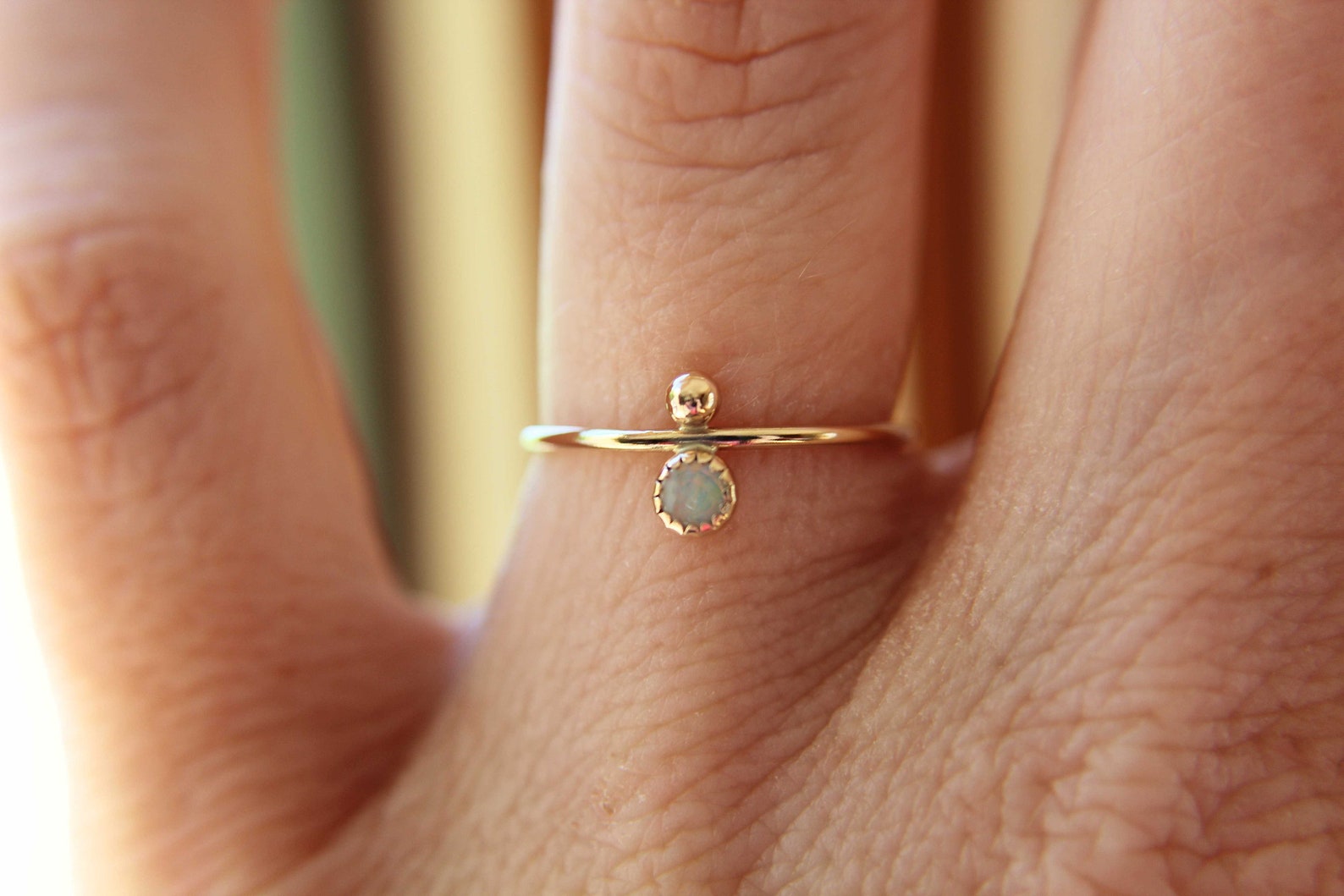 Opal Stacking Ring Slim Ring Stacking Gemstone Ring Opal - Etsy