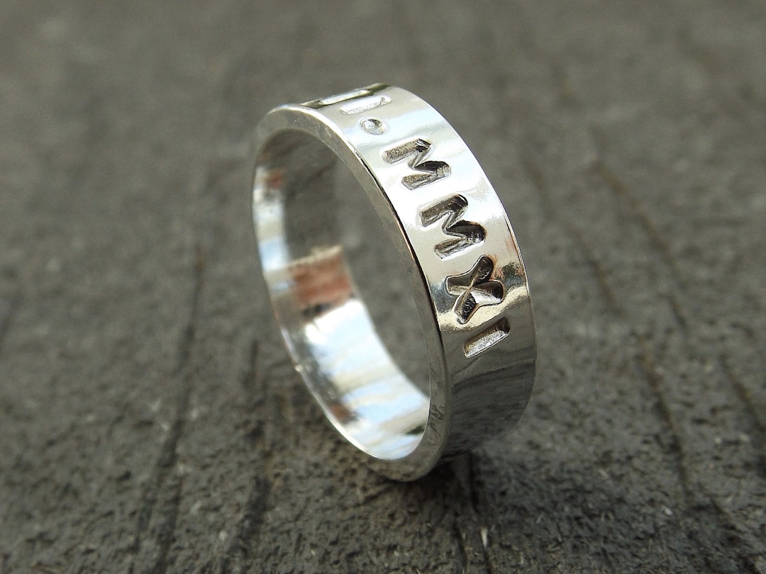 Personalized Date Ring, Custom Roman Numeral Ring, Personalized Wide ...