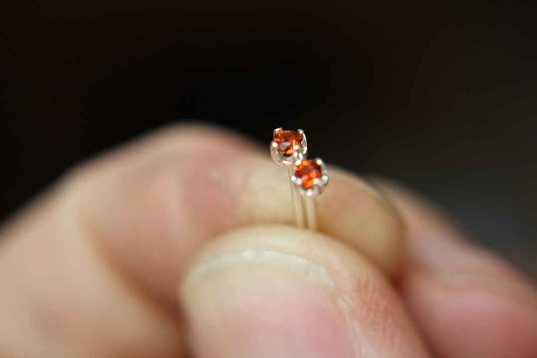 Red Diamond Earrings, Diamond Earrings, Tiny Red Diamond Earrings, Red ...