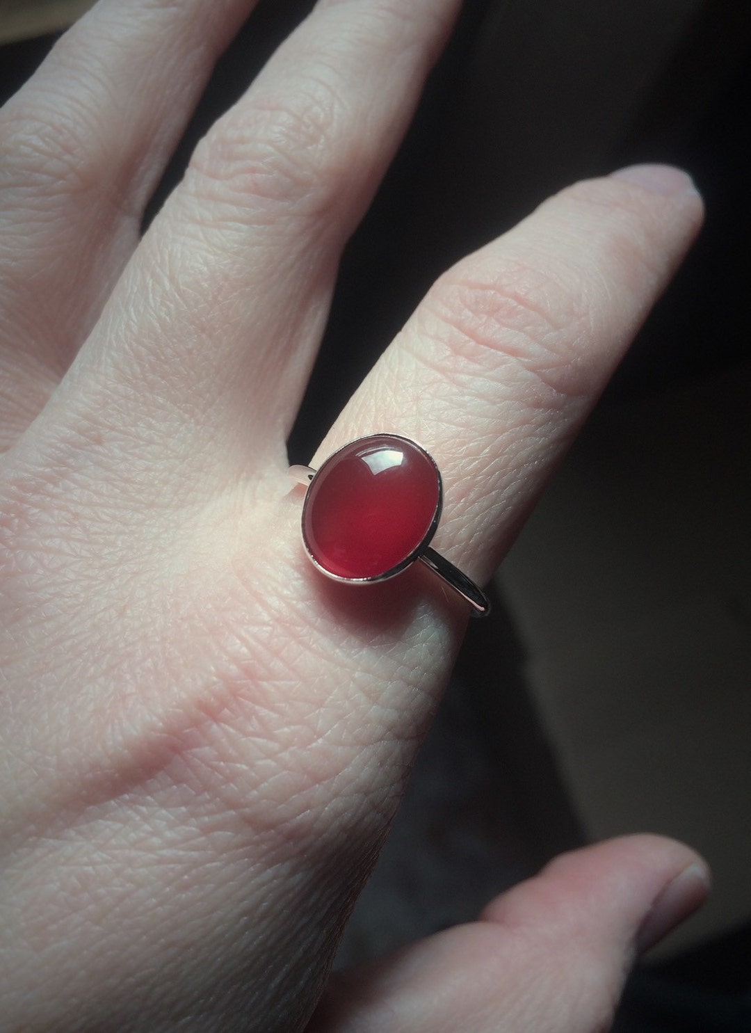 Carnelian Ring, Gemstone Ring, Large Carnelian Ring, Red, Modern ...