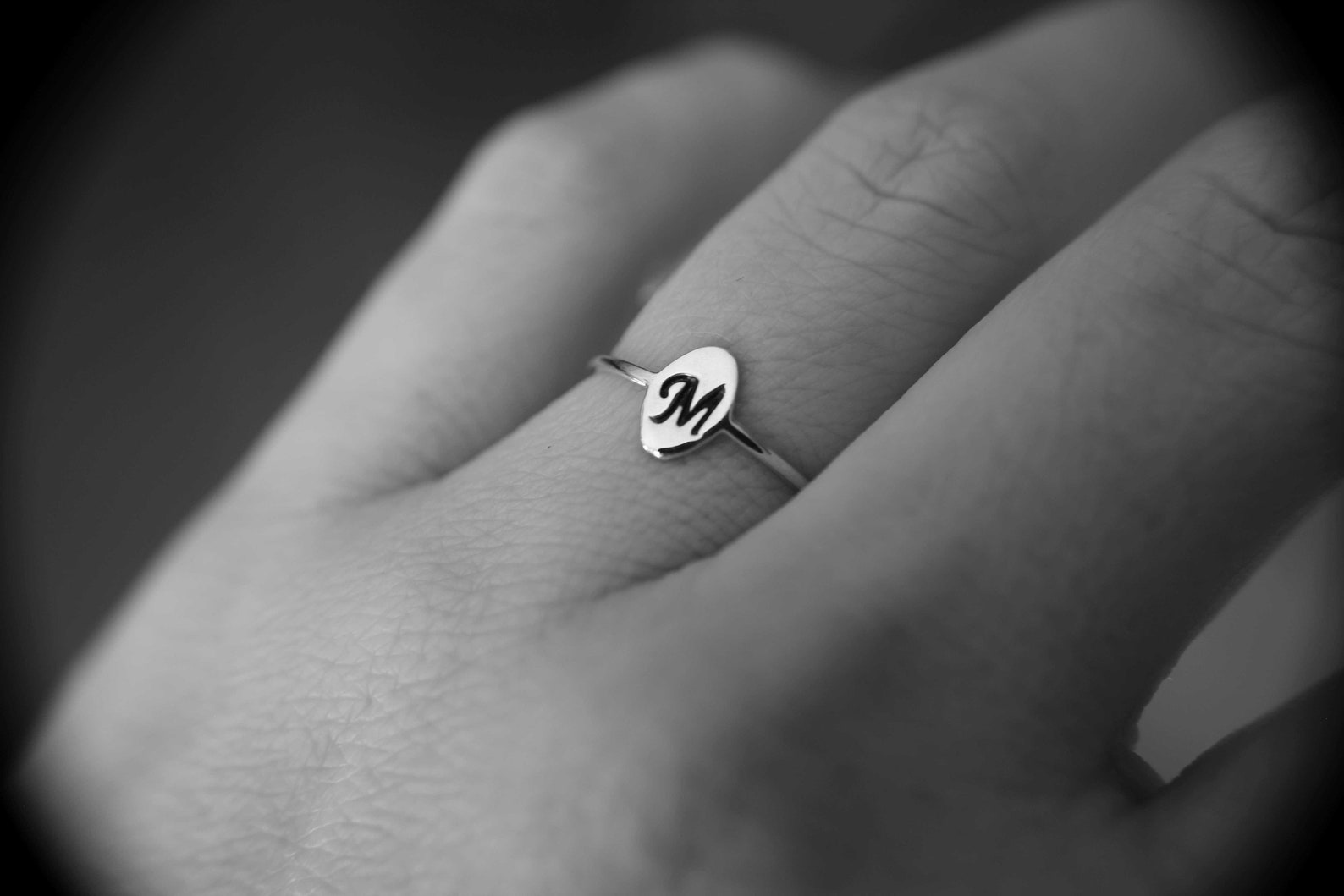 Oval Initial Stacking Ring Personalized Oval Ring Minimalist | Etsy