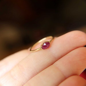 Ruby Ring, Oval Ruby, Stacking Ring, 14k Gold Ruby Ring, Natural Ruby, Genuine Ruby Ring, Simple ...