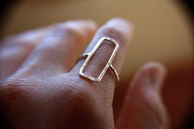 Rectangle Ring Open Rectangle Ring Long Modern Ring Simple - Etsy
