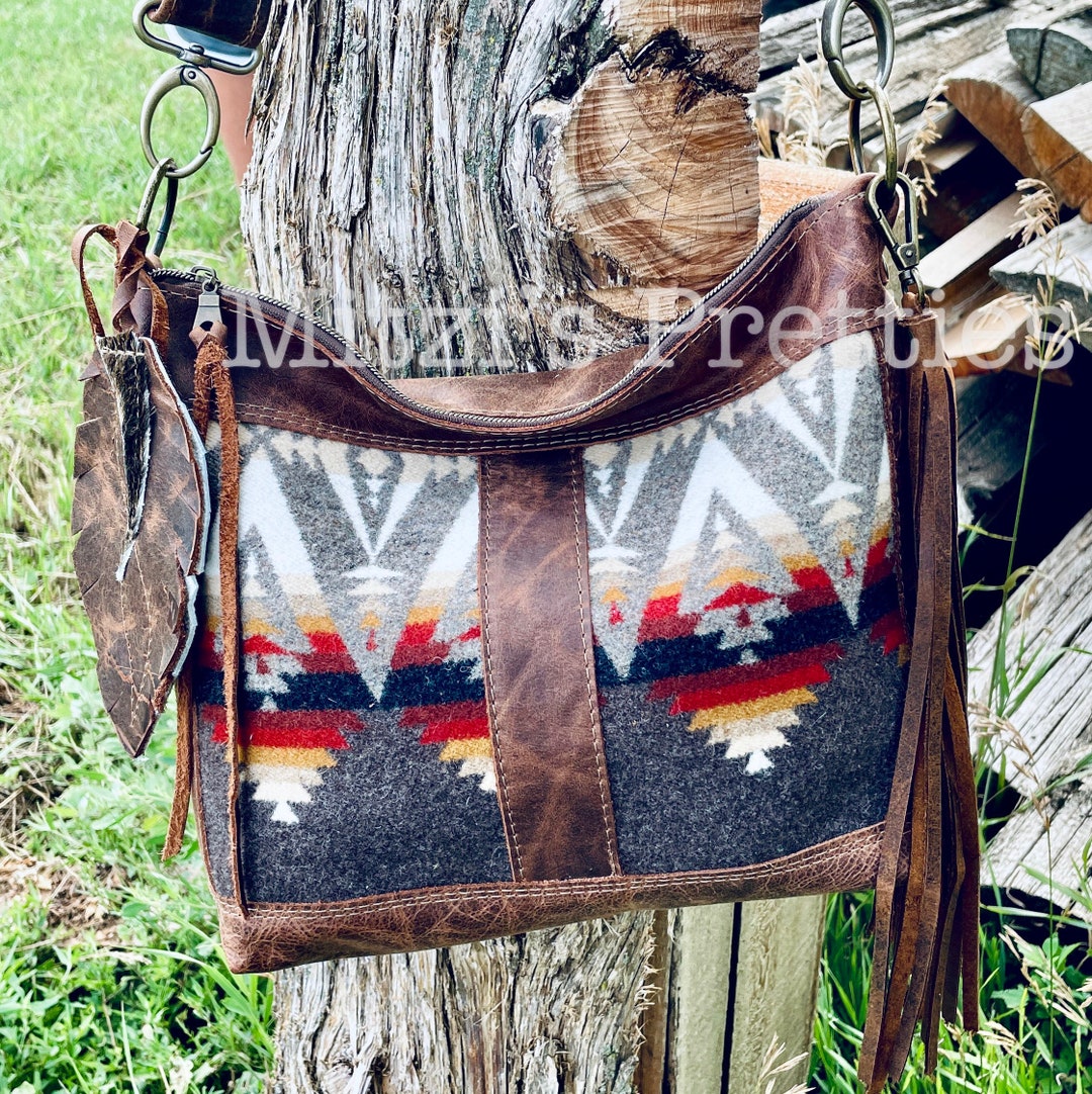 MADE TO ORDER Pendleton Wool and Leather Hobo W/ Cross Body Strap - Etsy